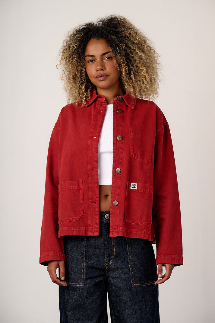 Connie - Denim Jacket in True Red Wash – Lucy & Yak US