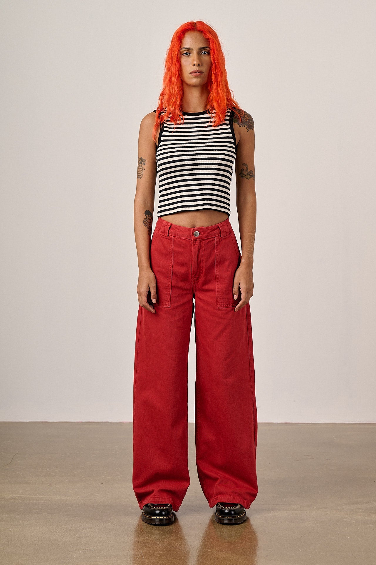 Delores - Wide Leg Denim Jeans in Red Wash – Lucy & Yak US