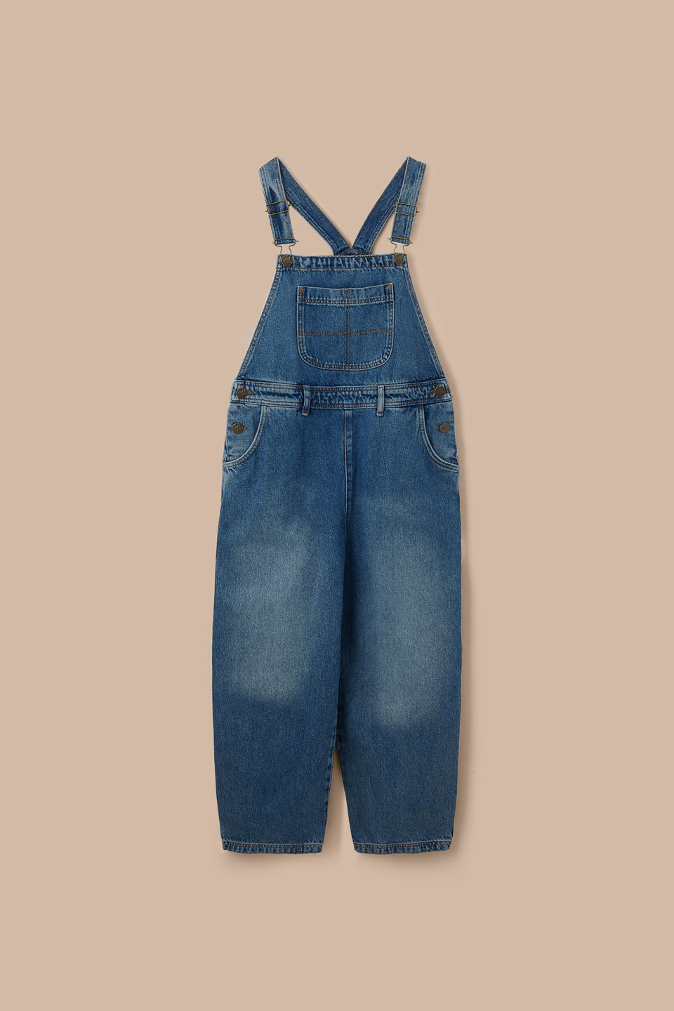 Toluca - Denim Barrel Leg Dungarees in Vintage Wash – Lucy & Yak US